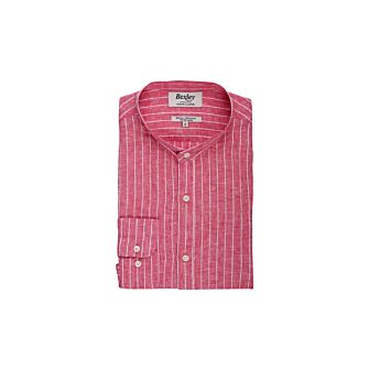 Chemise coton lin Chambray Rouge Liseré Blanc Elric | Bexley